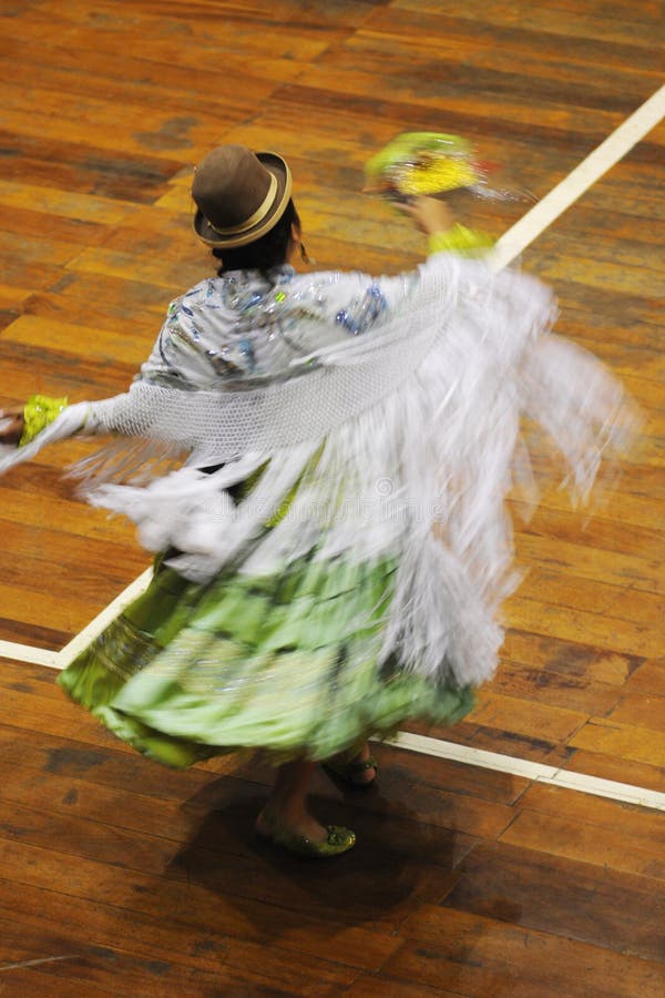 Peru Puno Woman Dancing with Her Typical Colorful Clothes during a ...