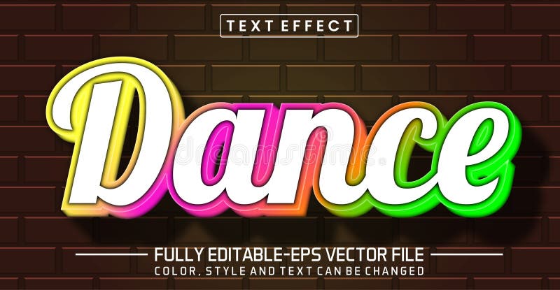 Dance Editable Text Effect - Neon Text Style Stock Vector ...