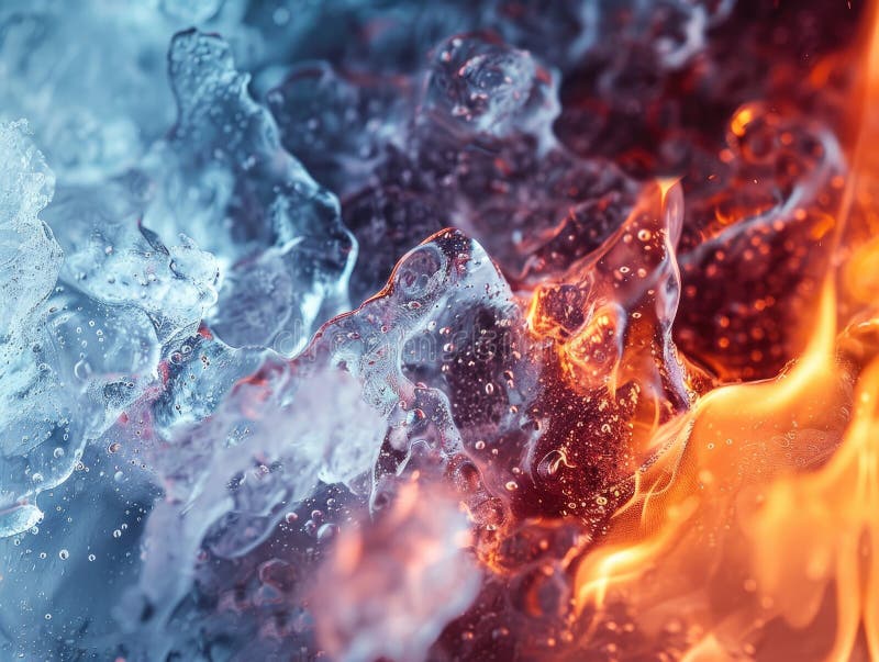 A Dance of Elements, Where Fire Meets Ice Stock Illustration ...