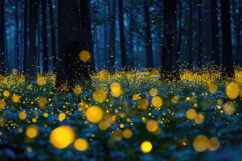 Dance of Fireflies in Twilight Magic Photography Stock Illustration ...