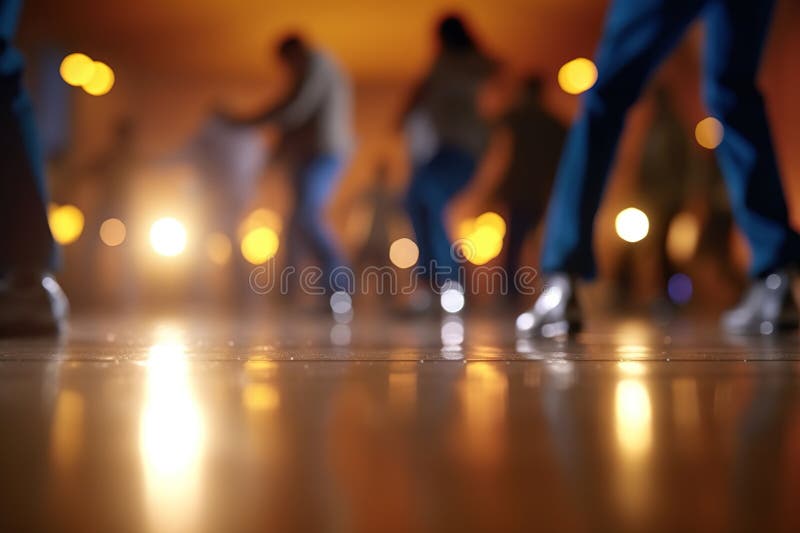 Dance Floor with Silhouettes of Dancing People. Generated by AI Stock ...