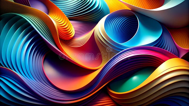 Dynamic Abstract Art Symphony Flowing Lines Organic Shapes Vibrant ...