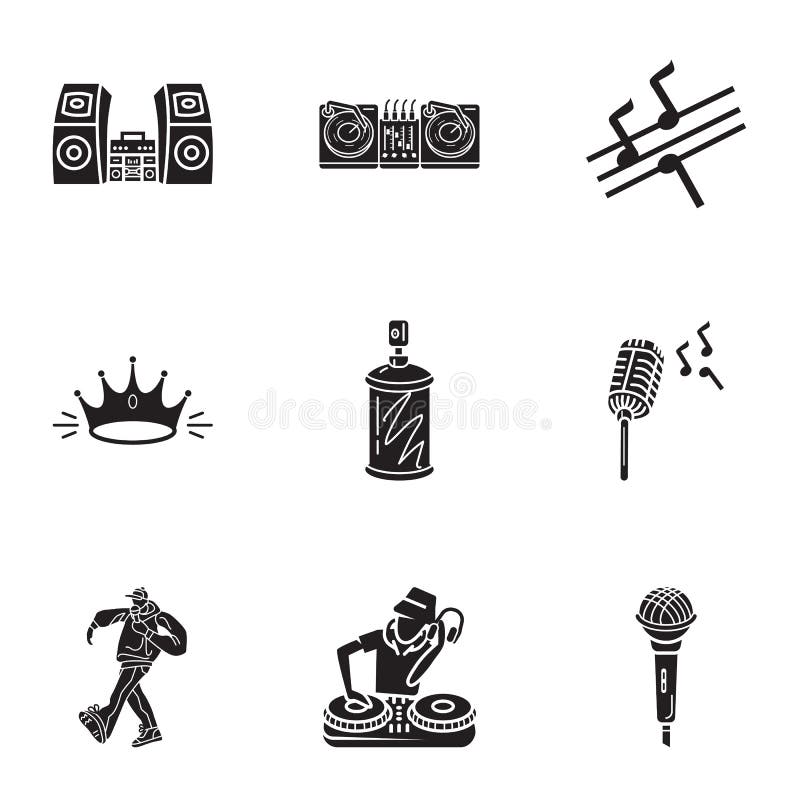Dance Hiphop Icon Set, Simple Style Stock Vector - Illustration of ...