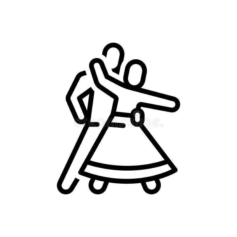 Black Line Icon for Dance, Dancing and Couple Stock Illustration ...