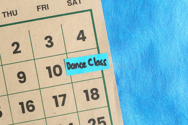 Dance Lessons Reminder on Calendar. Weekend Wellness and Creativity Activity Stock Photo - Image ...