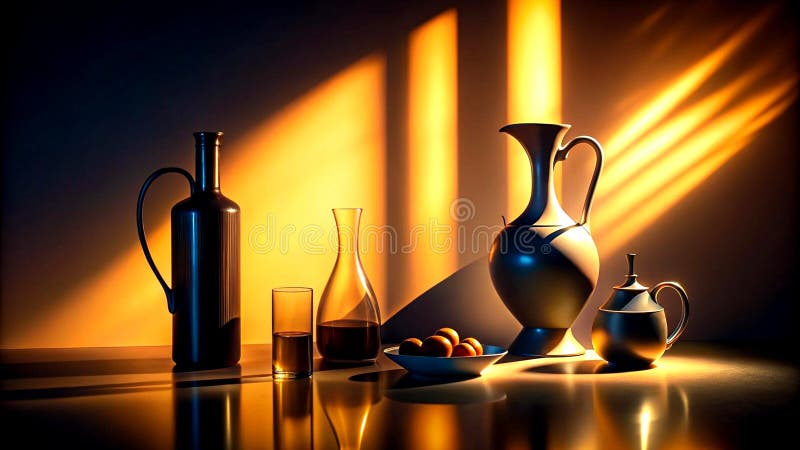 The Dance of Light and Shadow: a Dramatic Still Life of Objects in ...