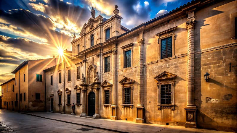 A Dance of Light and Shadow on the Facade of an Ancient Building ...