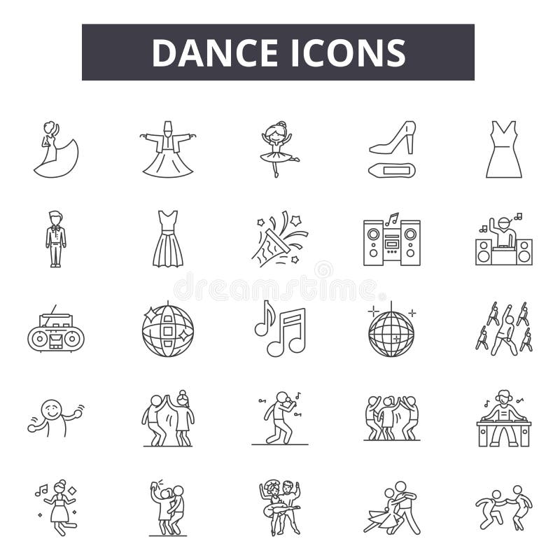 Dance Line Icons, Signs, Vector Set, Outline Illustration Concept Stock ...