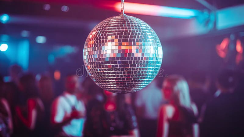 Dance Night with Disco Ball Stock Illustration - Illustration of music ...