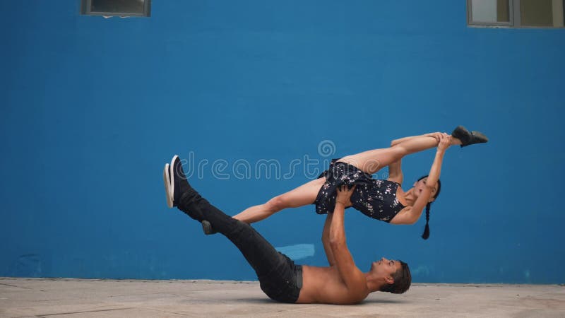 Dance Partners Demonstrating Sensual Dance Pattern with Acrobatics in ...