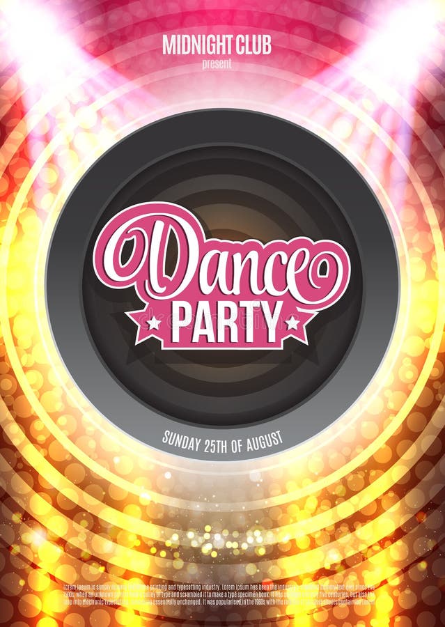 Dance Party Night Poster Background Template - Vector Illustration ...