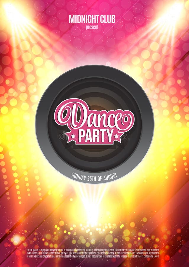 Dance Party Night Poster Background Template - Vector Illustration ...