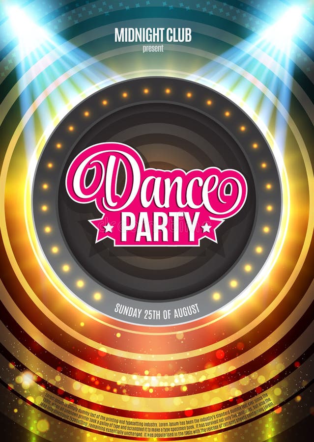 Dance Party Night Poster Background Template - Vector Illustration ...
