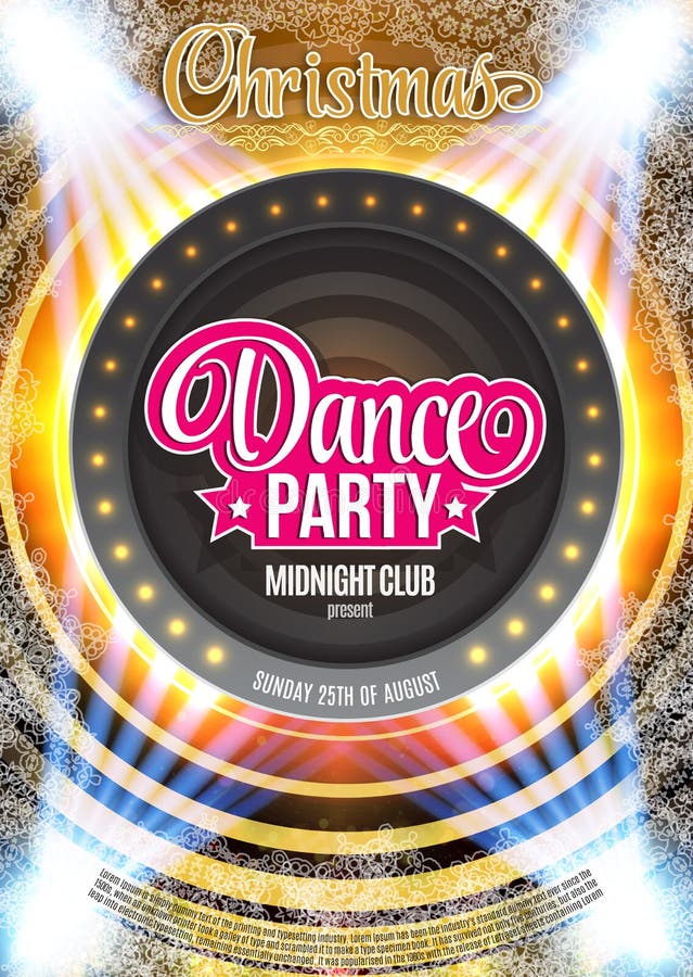 Dance Party Night Poster Background Template - Vector Illustration ...