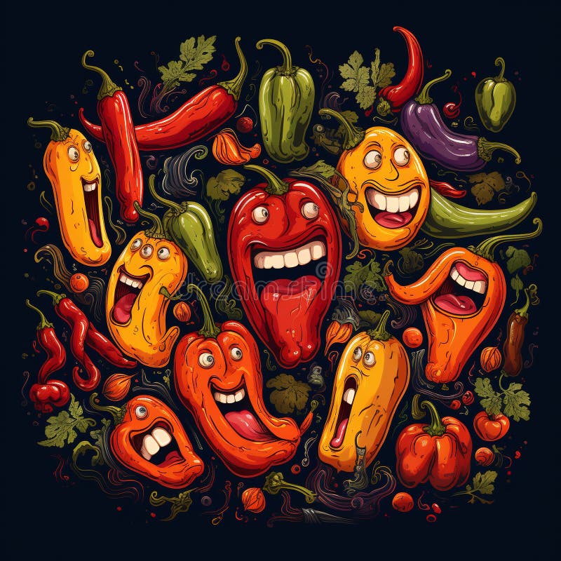 Dance Peppers in Illustration Very Spicy and Happy Stock Illustration ...