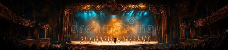 A Dance Performance on Stage with Dramatic Lighting Stock Illustration ...