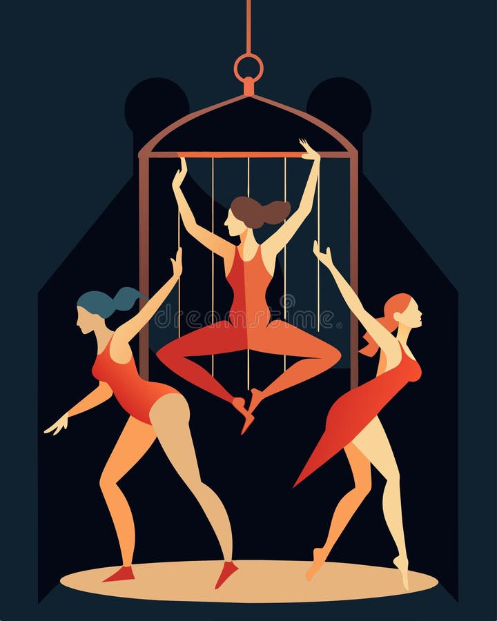 A Dance Performance Where the Dancers are Bound by Chains and Ropes Connected To a Cage ...
