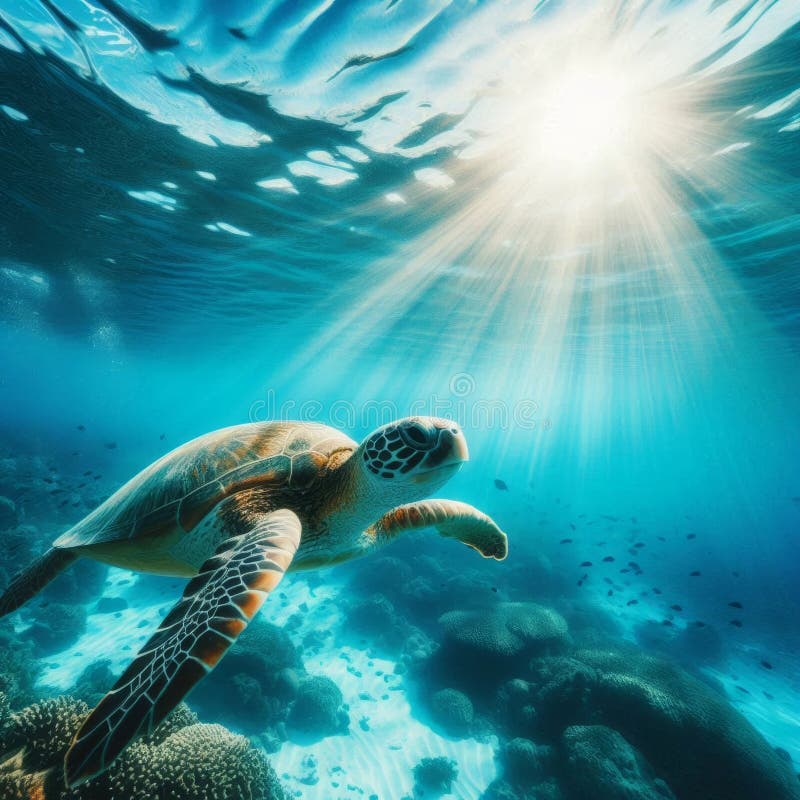 The Dance of the Sea Turtle Stock Illustration - Illustration of shell ...