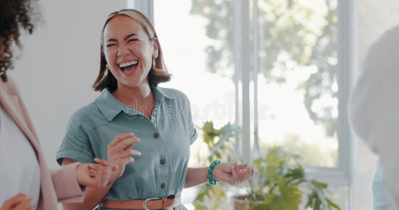 Dance, Smile and Business People Having Fun at Work, Celebration and ...