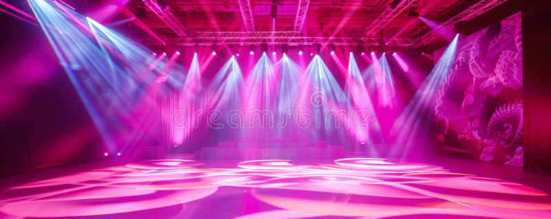 A Dance Stage with Multiple Spotlights in Pink and Purple, Casting ...