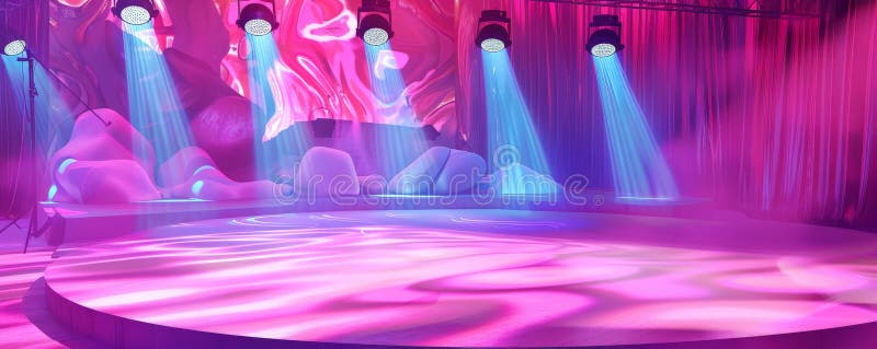 A Dance Stage with Multiple Spotlights in Pink and Purple, Casting ...