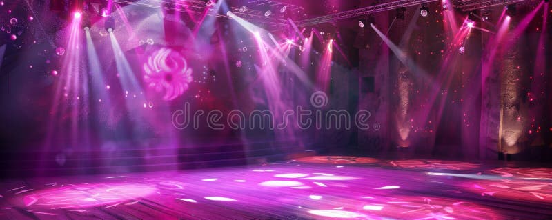 A Dance Stage with Multiple Spotlights in Pink and Purple, Casting ...