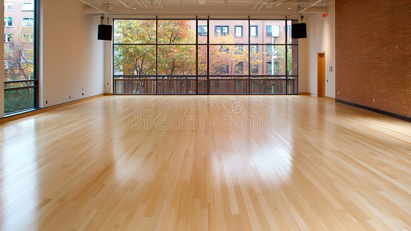 Dance Studio with Mirrored Wall and Natural Light Stock Illustration ...