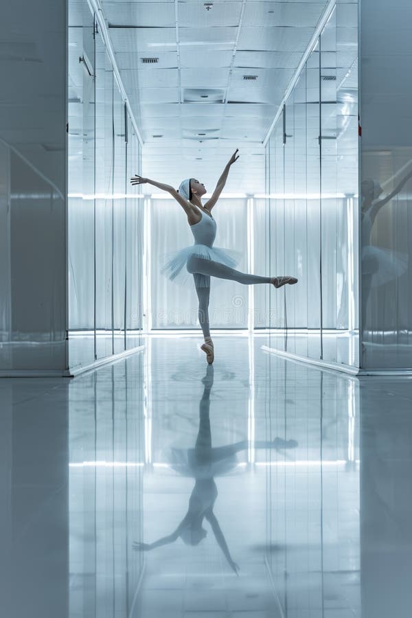 A Dance Studio with Mirrored Walls Reflecting a Ballet Dancers Rehearsal Providing a Graceful ...