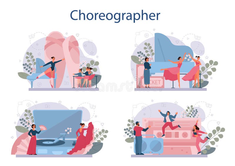 Dance Teacher or Choreographer in Dance Studio Set. Dancing Courses ...