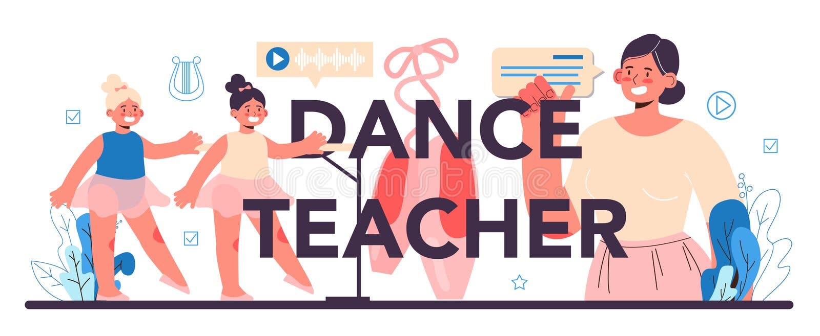 Teacher Typographic Header Concept. Profesor Standing in Front of the ...