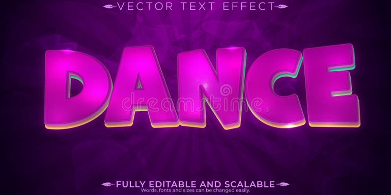 Dance Text Effect, Editable Music and Party Text Style Stock Vector ...