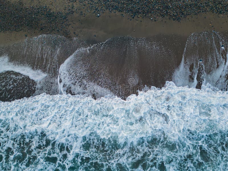 The Dance of the Waves on the Beach by the Sea Drone Footage Stock ...