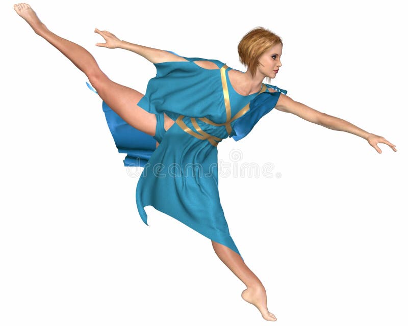 Dancer in Blue - Arabesque stock illustration. Illustration of grace ...