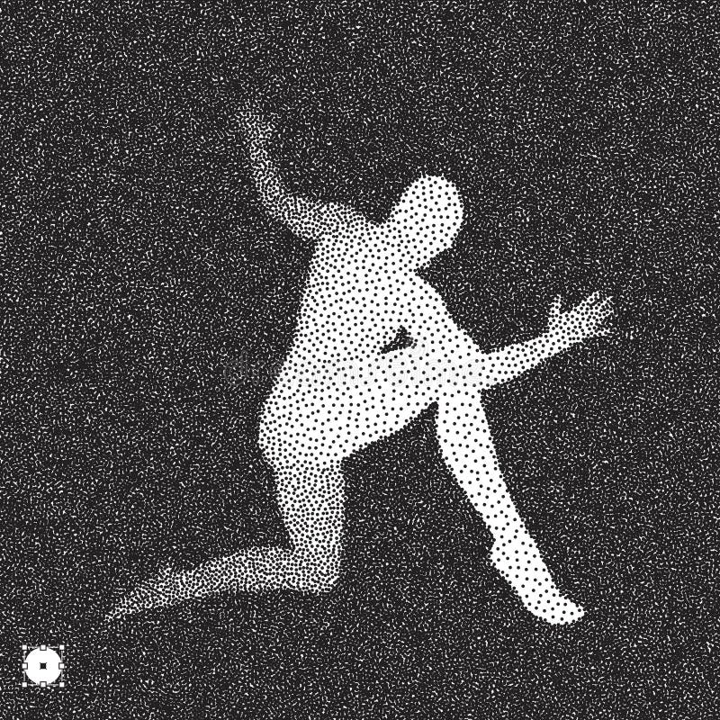 Dancer. 3D Model of Man. Black and White Grainy Design. Stippling ...