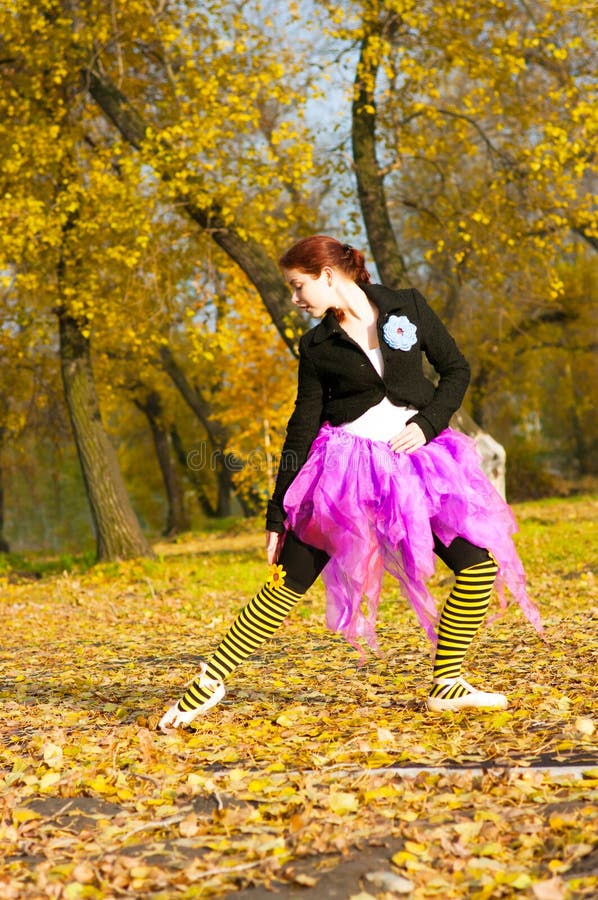 The Dancer Dances in the Autumn Stock Image - Image of park, light ...