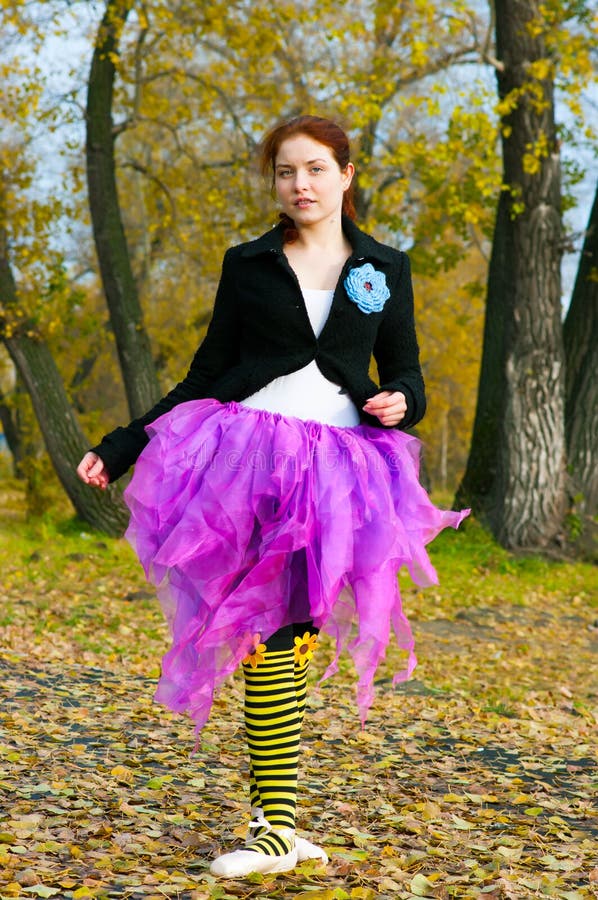 The Dancer Dances in the Autumn Stock Image - Image of fashion, hipster ...