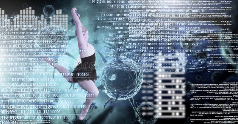 Dancer Dancing with Digital Technology Interface Stock Photo - Image of ...