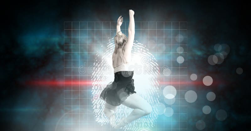 Ballet Dancer Dancing with Digital Technology Interface Stock Image ...
