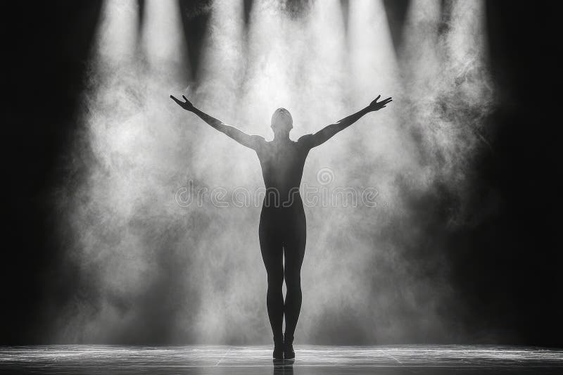 Dancer Embraces Light in a Dramatic Performance, Showcasing Grace and ...