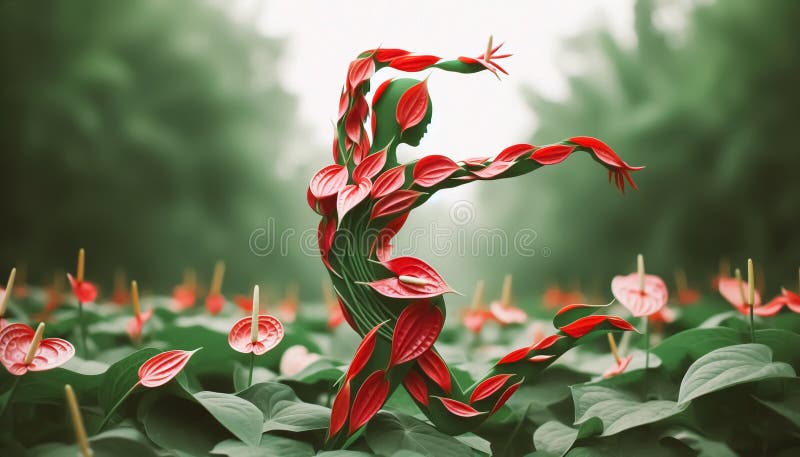 Dancer Figure Formed by Flowers and Leaves. Fantasy Concept Stock ...