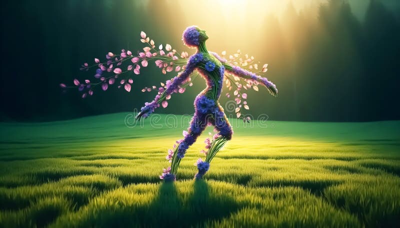 Dancer Figure Formed by Flowers and Leaves. Fantasy Concept Stock ...
