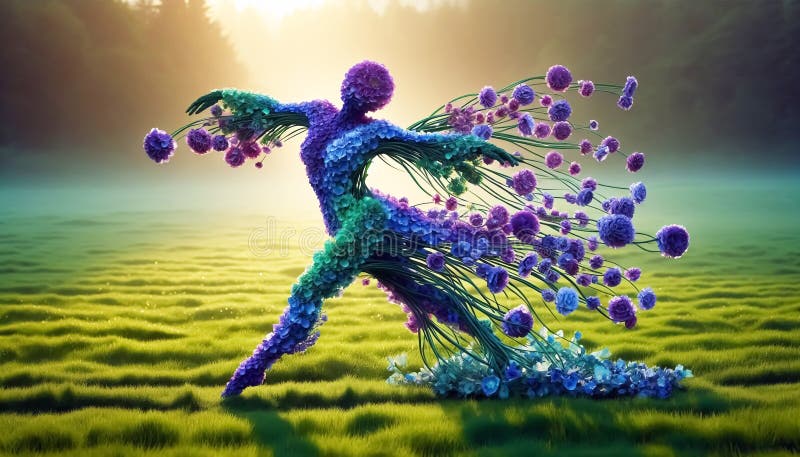 Dancer Figure Formed by Flowers and Leaves. Fantasy Concept Stock ...