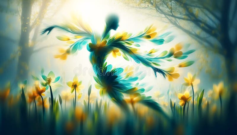 Dancer Figure Formed by Flowers and Leaves. Fantasy Concept Stock ...