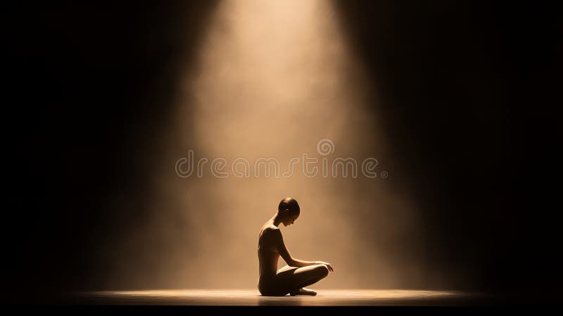 A Dancer Gracefully Poses Under a Dramatic Spotlight, Emphasizing ...