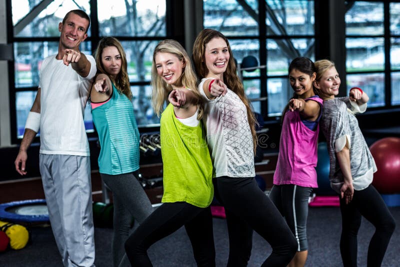 Dancer Group Pointing the Camera Stock Photo - Image of people ...