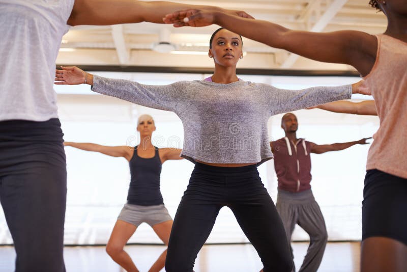 Dancer, Group and Stretching at Training in Studio for Workout ...