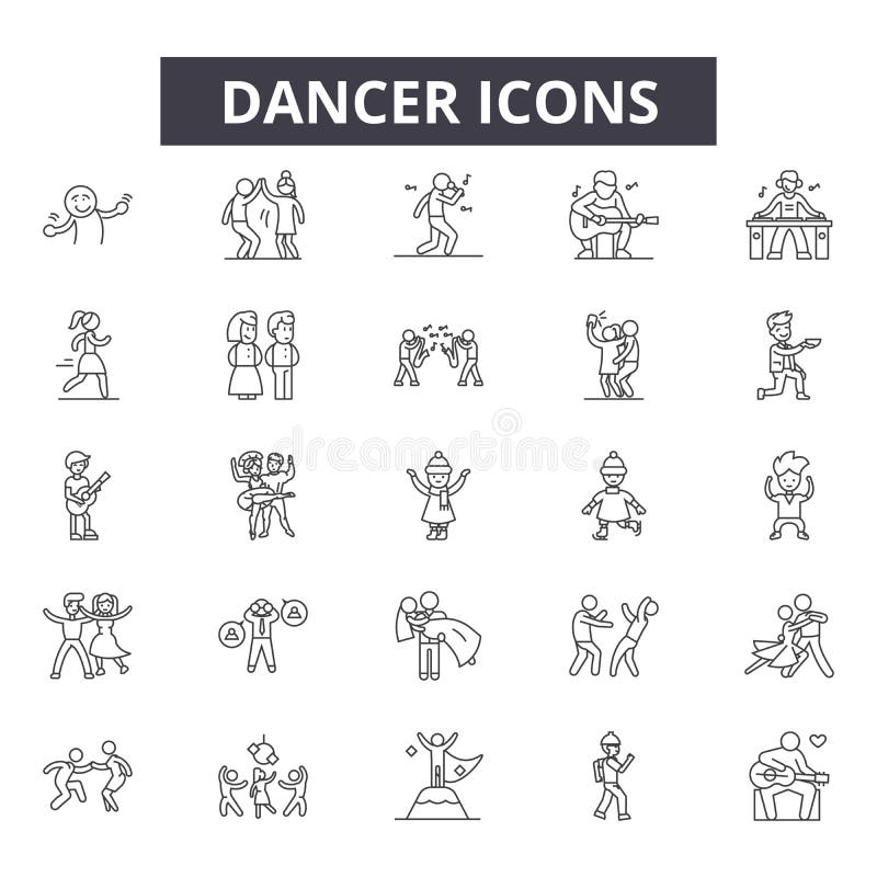 Dancer Line Icons for Web and Mobile Design. Editable Stroke Signs ...