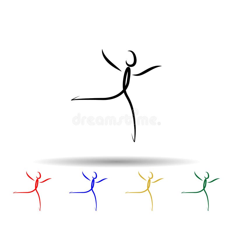 Dancer Multi Color Icon. Simple Thin Line, Outline Vector of Dance ...