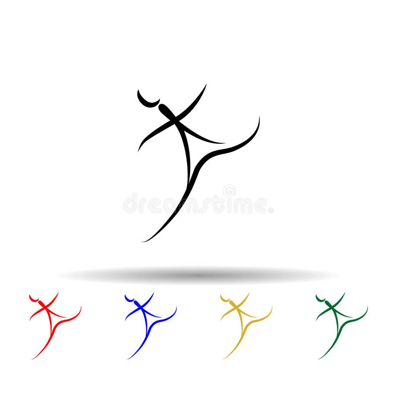 Dancer Multi Color Icon. Simple Thin Line, Outline Vector of Dance ...