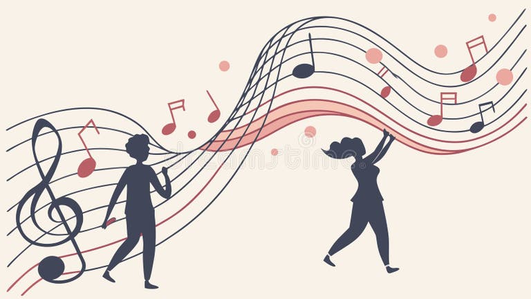 Dancer with Music Notes, Artistic Movement Creative Expression, Vector ...